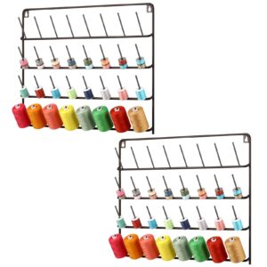 thread rack 32 spools wall mounted metal sewing thread holder thread organizer with hanging tools for large thread home sewing embroidery 2 pack