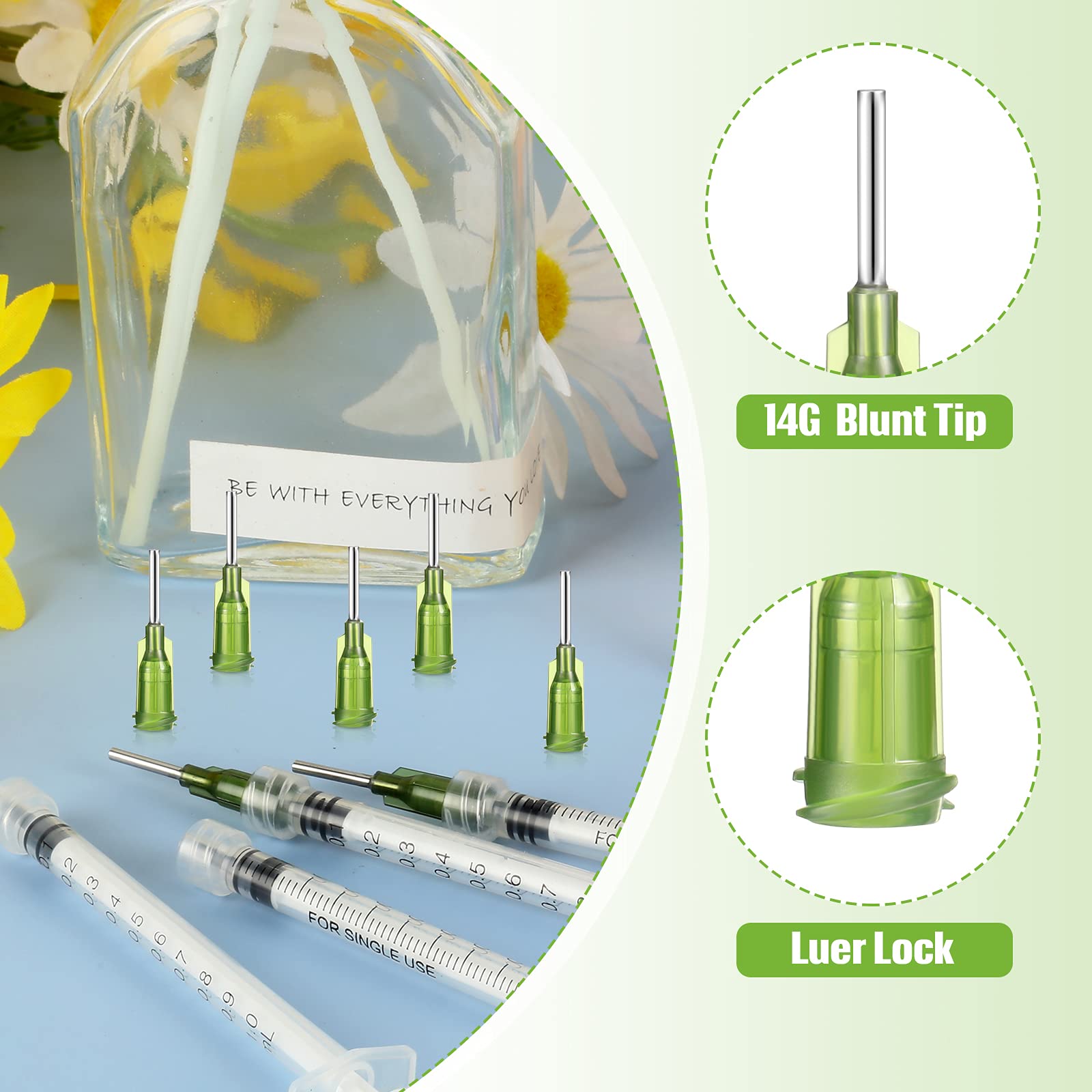 150 Pieces Industrial Blunt Tip 14G 1/2 Inch with Luer Connector Dispensing Needles Adhesive Glue Dispensing Blunt Tip