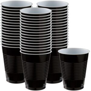 premium black plastic cups (18 oz) 50 count - stackable, heavy-duty & eco-friendly party drinkware, vibrant color & ultimate durability - perfect for all occasions