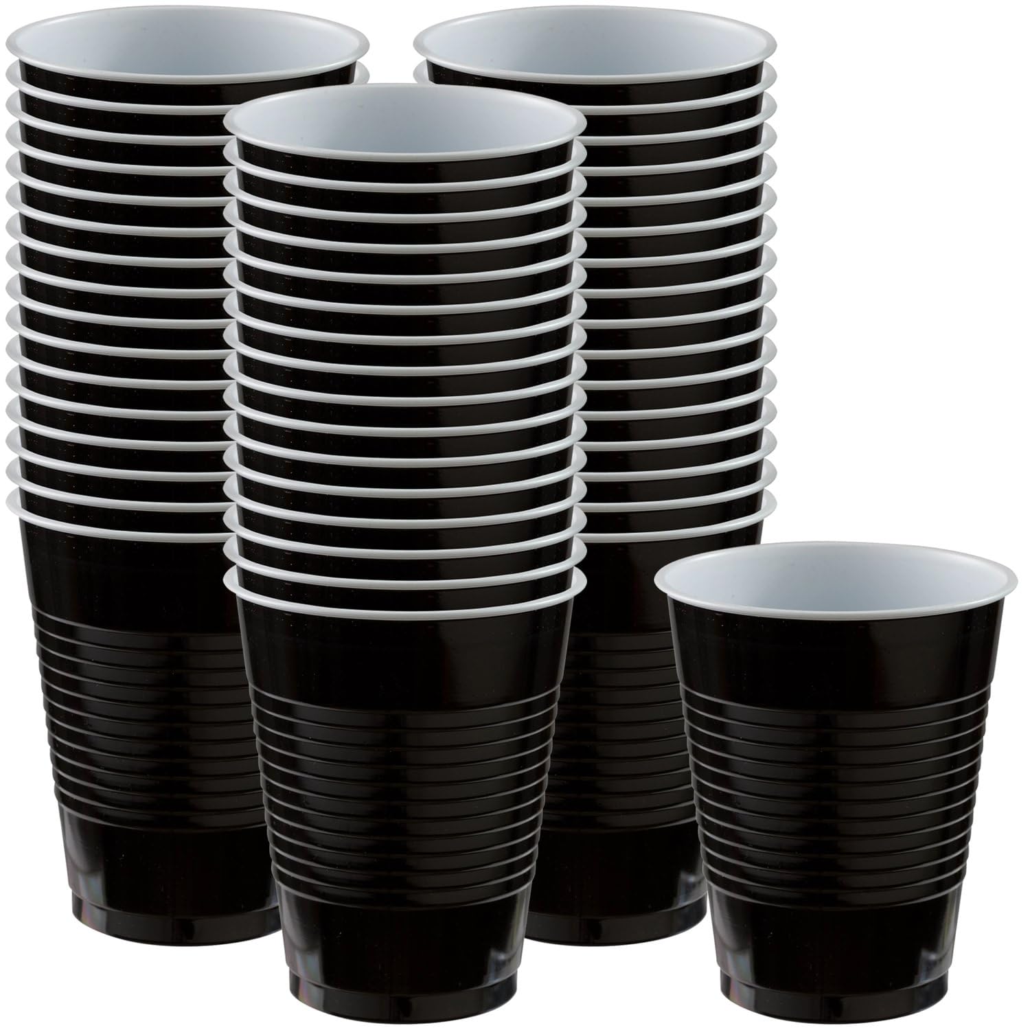 Premium Black Plastic Cups (18 oz) 50 Count - Stackable, Heavy-Duty & Eco-Friendly Party Drinkware, Vibrant Color & Ultimate Durability - Perfect For All Occasions