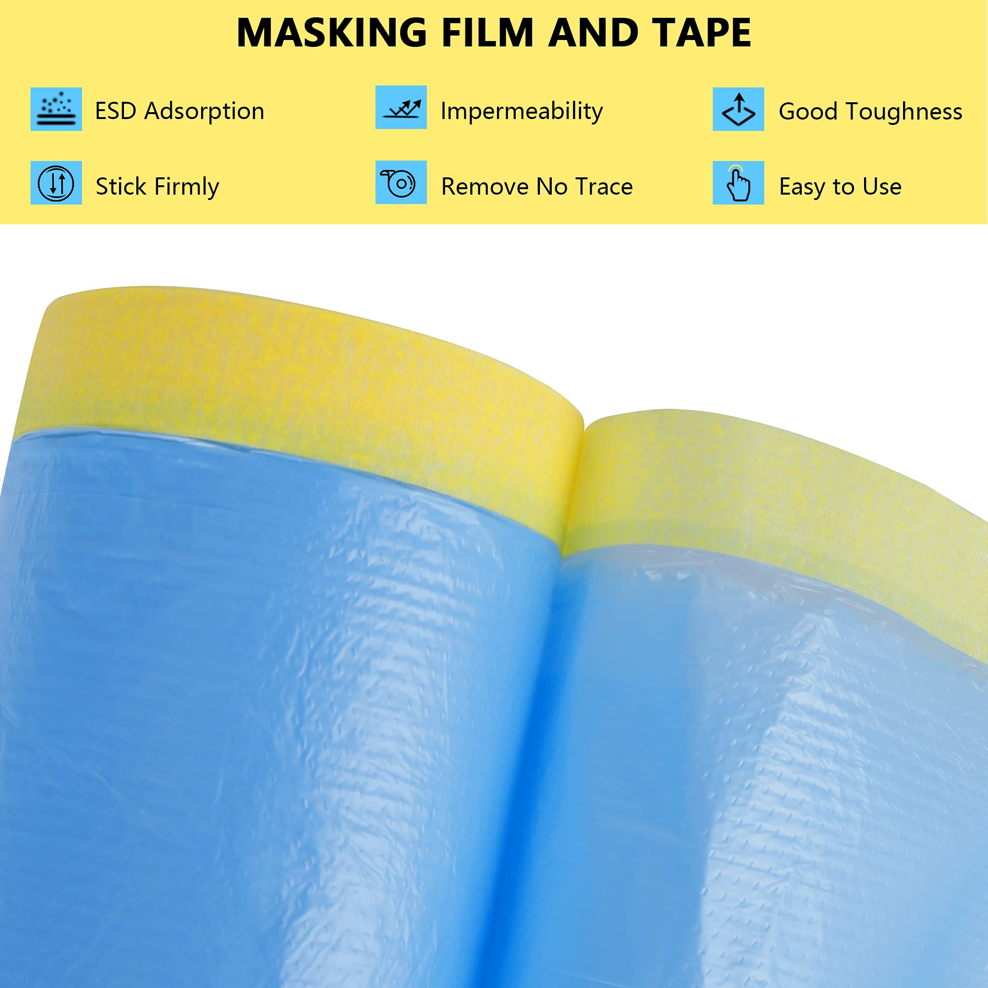 MyLifeUNIT Tape and Drape, 6 Pack Masking Paper with Tape for Automotive Painting