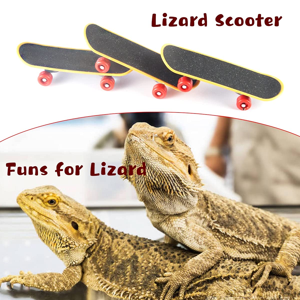 Vehomy Bearded Dragon Accessories Small Engineer Hat for Bearded Dragon Lizard Construction Helmet Hats and Mini Scooter for Hamster Lizard Parrot Reptile Small Animals 3Pcs