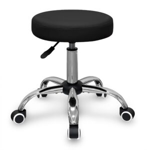 topline housewares 360-degree rolling swivel adjustable stool chair - chrome/black