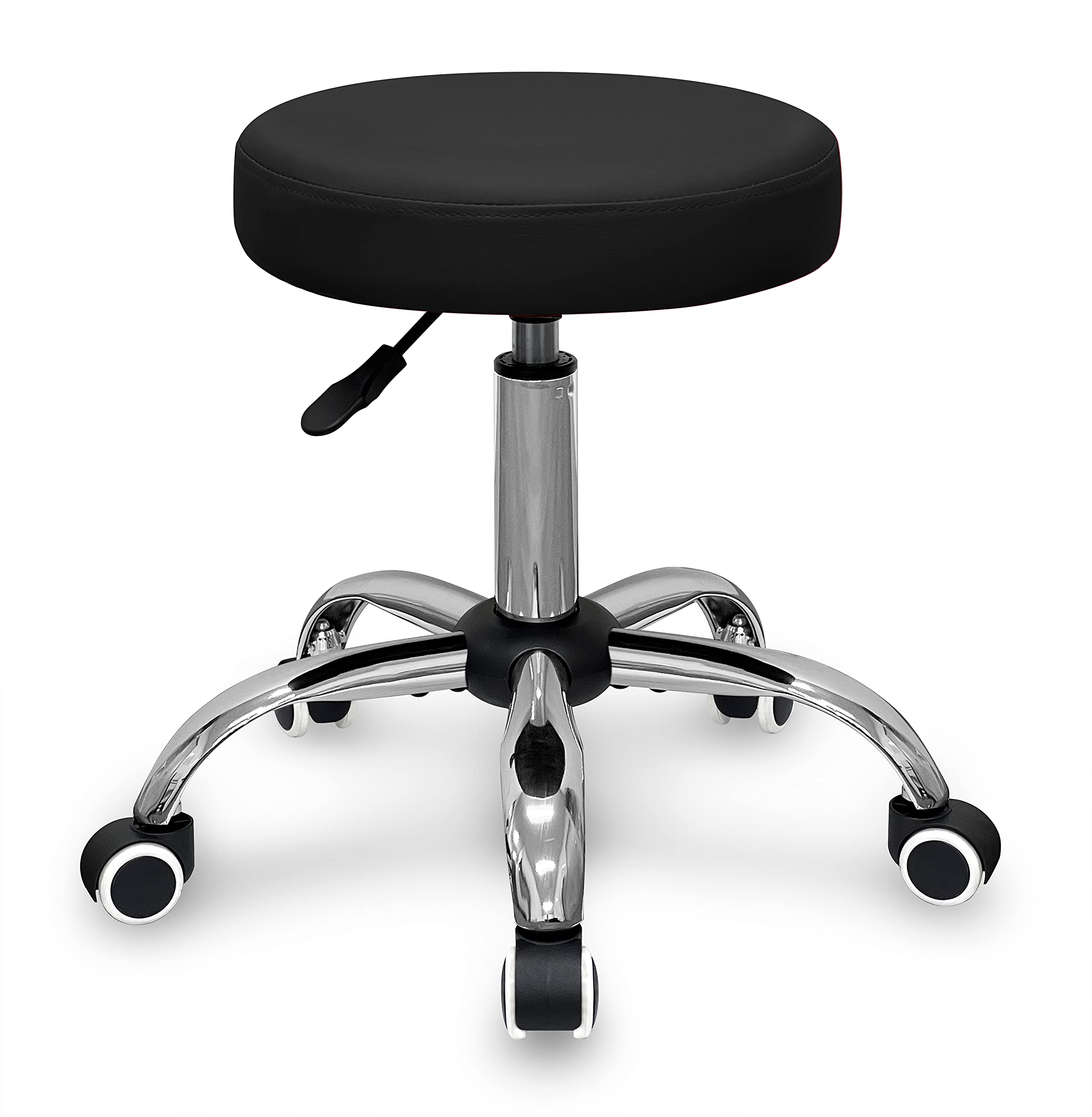 Topline Housewares 360-Degree Rolling Swivel Adjustable Stool Chair - Chrome/Black