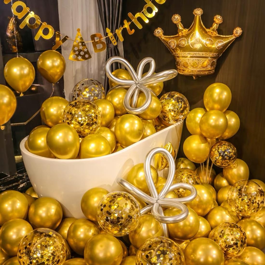 Gold Metallic Balloons 100pcs 12 Inch Helium Balloons for Birthday Graduation Baby Shower Wedding Anniversary Party Decorations