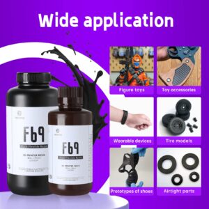 RESIONE F69 Flexible 3D Printer Resin, 405nm UV-Curing DLP LCD MSLA Resin Rubber Like TPU Like Photopolymer Resin for LCD Printing (F69-1kg)