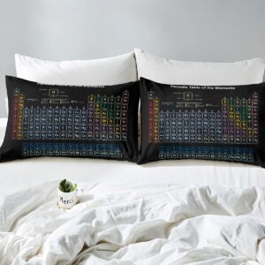 Erosebridal Chemistry Theme Bedding Sets King Size, Periodic Table of Elements Duvet Cover, Science Chemistry Lovers Comforter Cover for Kid Teens Boys Man Bedroom Decor Bedding Set, Black