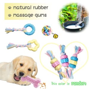 BENSEAO Puppy Chew Toys for Teething Puppy Toys Small Dog Toys Puppy Teething Toys Dog Chew Toy Rope Balls Interactive Teeth Cleaning Tug Toys Storage Basket