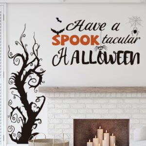 3 Sheets Halloween Wall Decals Tall Halloween Home Wall Decal Bats Ancient Castle Halloween Home Decor Removable DIY Wall Art for Halloween Party Supplies