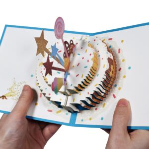 Magic Ants Pop Up Happy Birthday Card,3D Birthday Popup Cards,Birthday Cake Funny Postcards Pop Up Greeting Cards,Pop Up Birthday Cards for Women Men (Stars Birthday Cake - Blue)