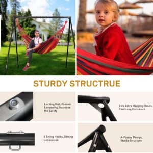 IKARE Metal Swing Frame with Hammock, Extra Large 2 in 1 Swing Stand Fits for Most Swings, Indoor and Outdoor Activities, Garden, Backyard, Playground