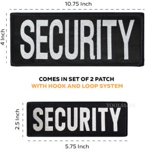 TOOLSSIDE 2 Pack Security Patches Hook and Loop System - Security Patches for Uniforms with Embroidered Letters - One Small and One Large Security Patch - Security Patch for Vest or Jacket 10.75"x4"