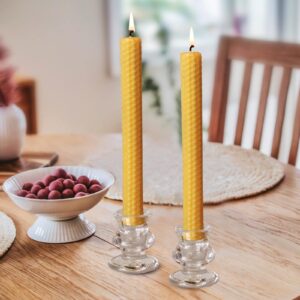 olorvela Beeswax Candles Handmade Taper Candles 6Pack 8" Hand-Rolled Candlesticks Made of 100% Pure Beeswax, Natural Scent Beeswax Tapers(Raw)