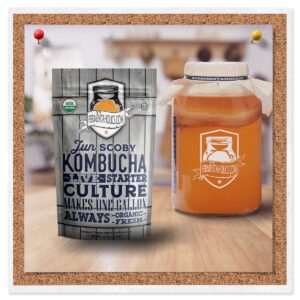 Printed Kombucha Jar 2 Pack - 1 Gallon Glass Jars for Homebrewing- Brew Notes Printed On Jar - Includes Muslin Cover, Rubber Band, Temp Strip - Lid Included for Storage - Perfect Home For Your SCOBY