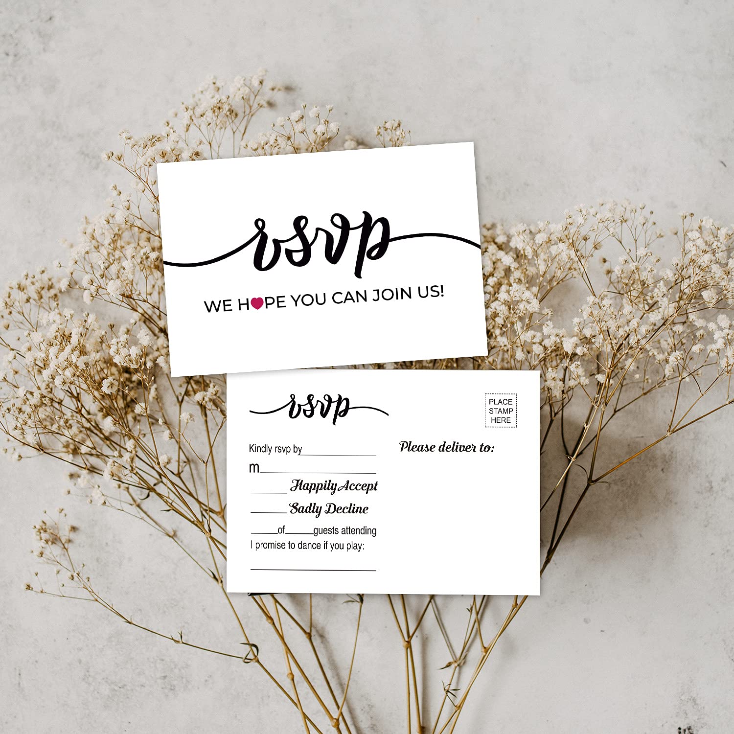 TENTADO RSVP Postcards, 50 Pack Rsvp Cards, Response Cards, Reply Cards Perfect for Wedding, Bridal Shower, Baby Shower, Birthday, Engagement, Bachelorette Party Invitations, 4X6 Inch.