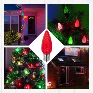 Replacement C9 LED Light Bulbs Shatterproof C9 Led Light Bulbs 1W Mini Bulb Intermediate E17 Base Decor Red Green Orange Light Bulb, String Lights Candle Indoor Outdoor (Red+Green, 25 Pack)