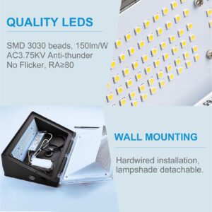 Lightdot 4Pack 150W LED Wall Pack Lights, 100-277v Dusk to Dawn with Photocell, 22500Lm 5000K Daylight IP65 Waterproof Wall Mount Outdoor Security Lighting Fixture, Energy Saving