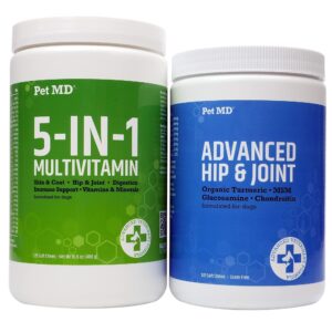 pet md 5in1 multivitamin & advanced hip & joint soft chew bundle