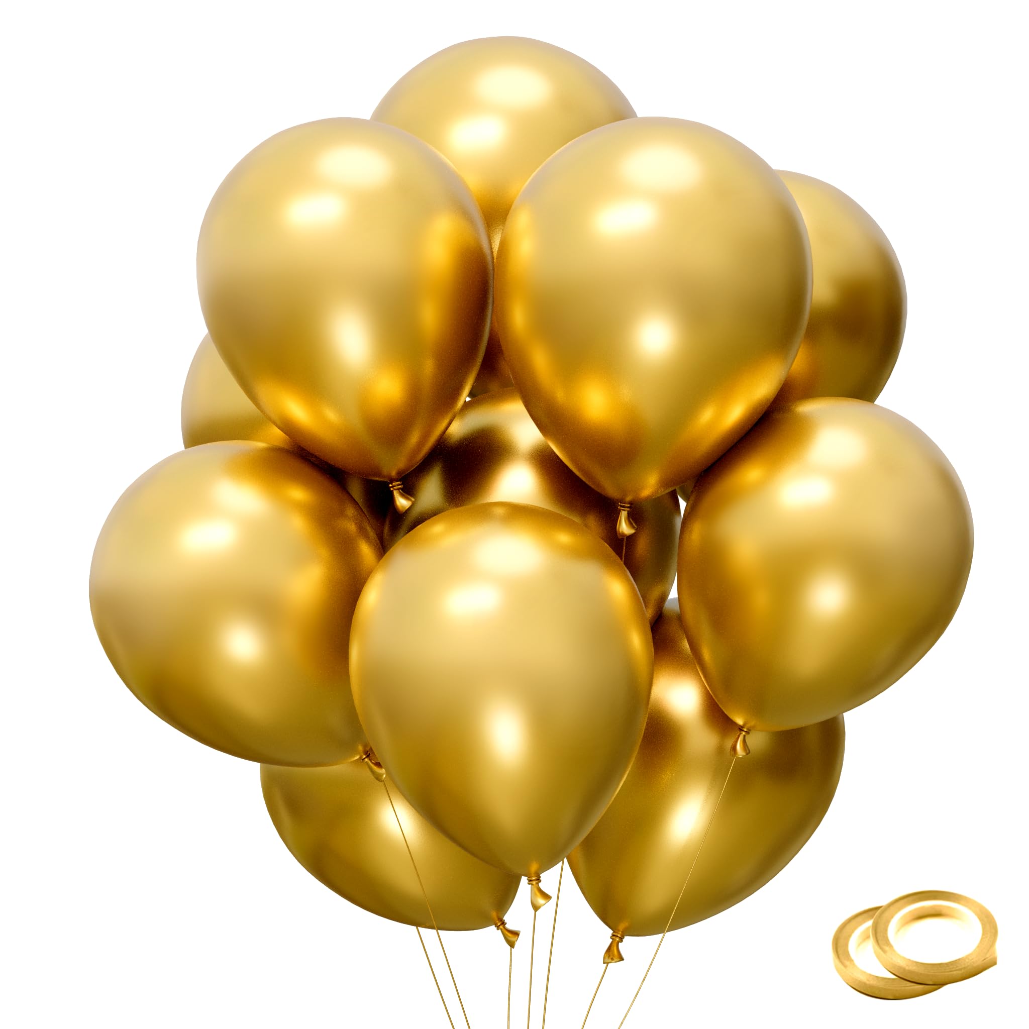 Gold Metallic Balloons 100pcs 12 Inch Helium Balloons for Birthday Graduation Baby Shower Wedding Anniversary Party Decorations