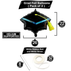 KatchOn, Graduation Cap Balloons - Big, 22 Inch, Pack of 2 | Graduation Hat Balloon, Graduation Balloons 2024 | Grad Cap Balloon for Graduation Decorations Class of 2024 | Graduation Party Supplies