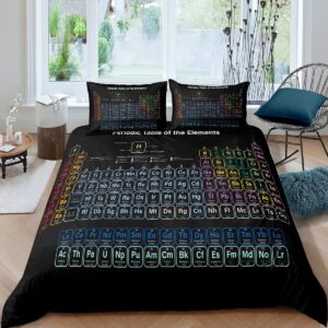 erosebridal chemistry theme bedding sets king size, periodic table of elements duvet cover, science chemistry lovers comforter cover for kid teens boys man bedroom decor bedding set, black