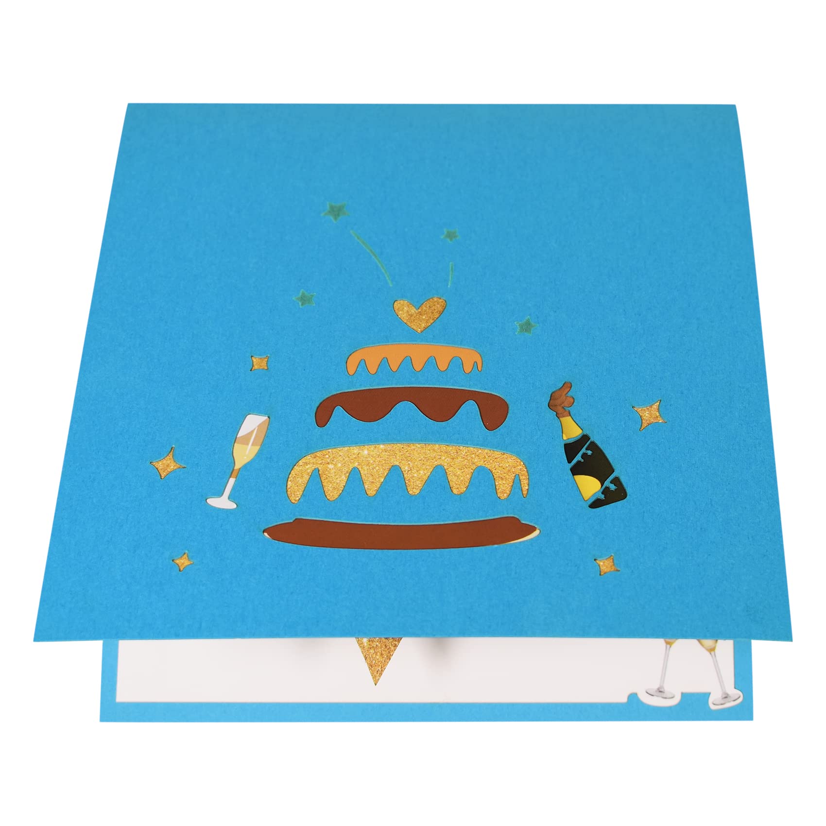 Magic Ants Pop Up Happy Birthday Card,3D Birthday Popup Cards,Birthday Cake Funny Postcards Pop Up Greeting Cards,Pop Up Birthday Cards for Women Men (Stars Birthday Cake - Blue)