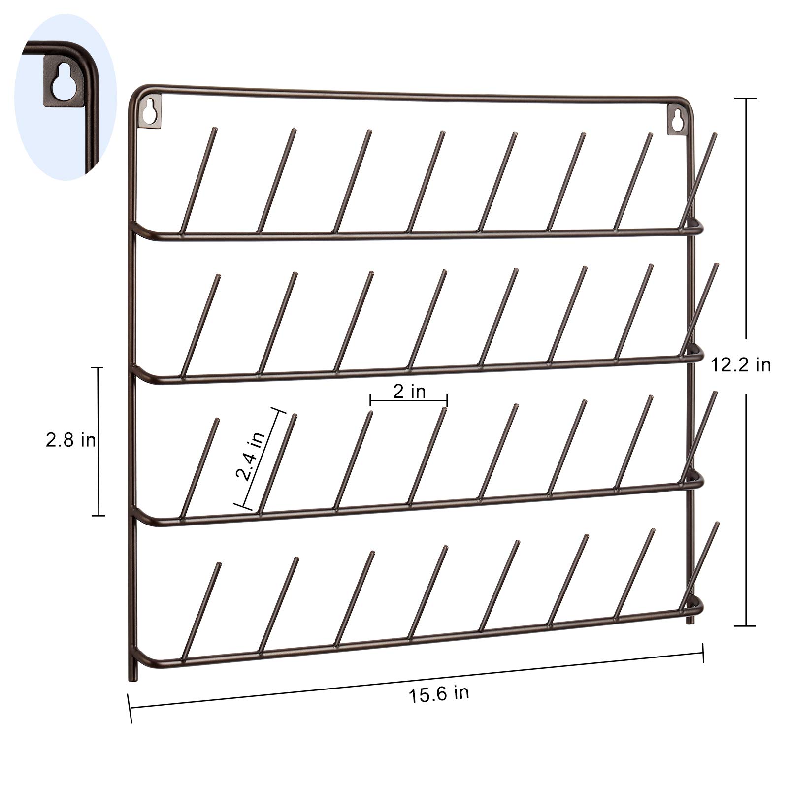 Thread Rack 32 Spools Wall Mounted Metal Sewing Thread Holder Thread Organizer with Hanging Tools for Large Thread Home Sewing Embroidery 2 Pack