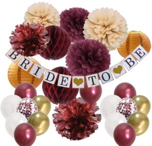 bachelorette party decorations burgundy - gold maroon color bridal shower decorations for fall in love wine red champagne wedding decor