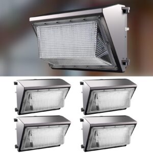 lightdot 4pack 150w led wall pack lights, 100-277v dusk to dawn with photocell, 22500lm 5000k daylight ip65 waterproof wall mount outdoor security lighting fixture, energy saving