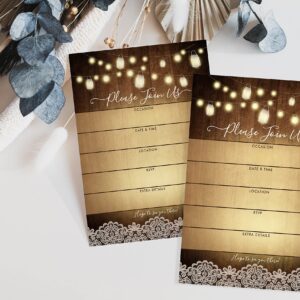 Your Main Event Prints 50 Rustic Wedding Invitations, Perfect For Bridal or Baby Shower, Rehearsal Dinner, Birthday Party, and Anniversary Parties