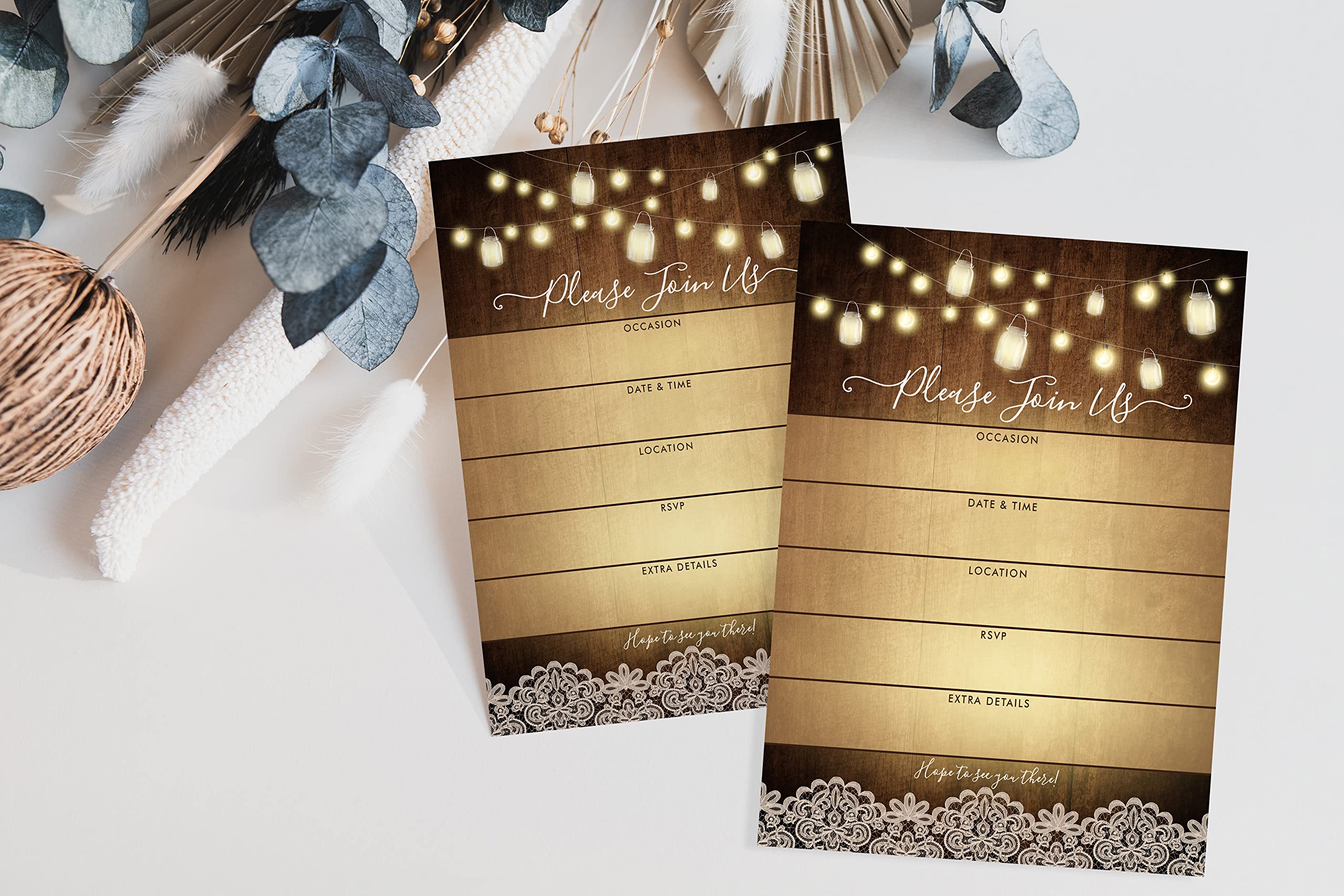 Your Main Event Prints 50 Rustic Wedding Invitations, Perfect For Bridal or Baby Shower, Rehearsal Dinner, Birthday Party, and Anniversary Parties