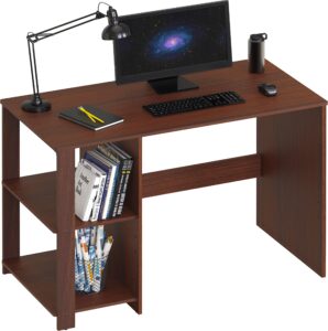 shw home office computer desk with shelves, cherry