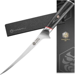 kessaku 7-inch flexible fillet knife - spectre series - forged japanese aus-8 high carbon stainless steel - pakkawood handle with blade guard