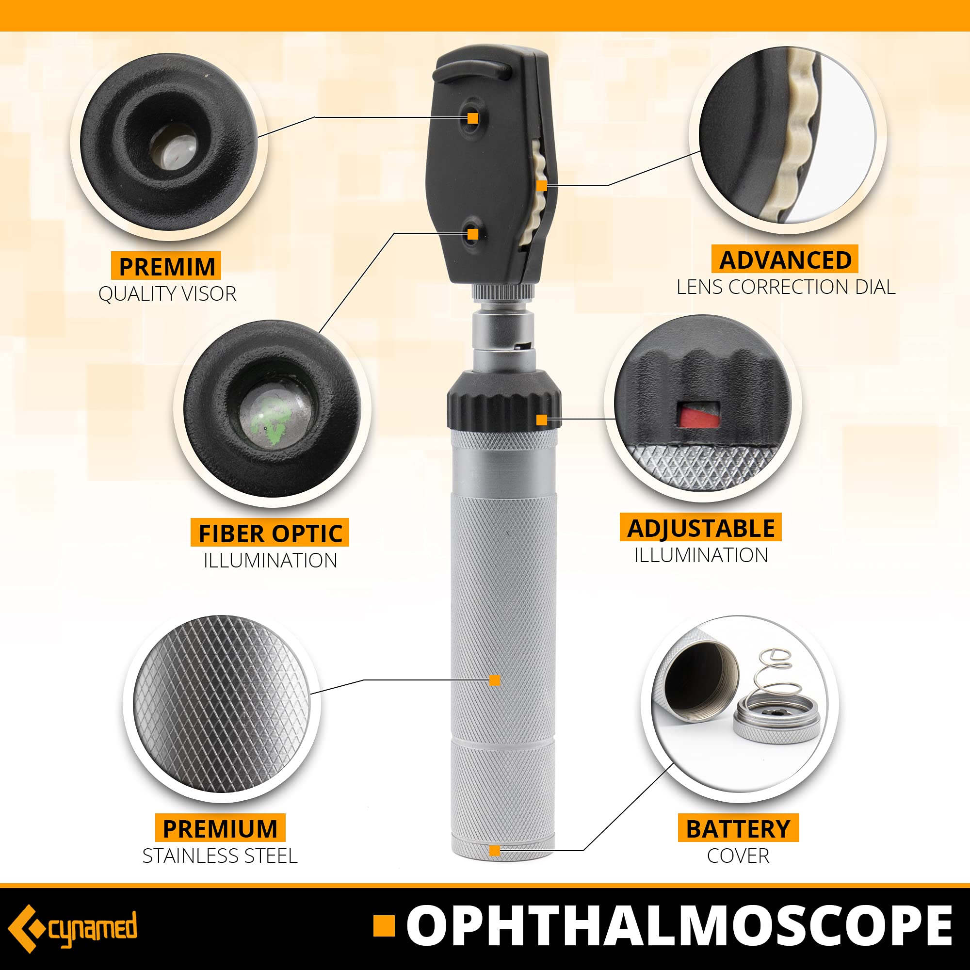 Cynamed Fiber-Optic LED Otoscope/Medical School kit - Dual Attachment