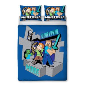 minecraft survive double duvet cover and pillowcase set