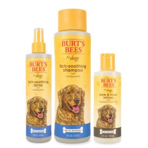 burt's bees bundle itch soothing grooming kit - includes natural itch soothing shampoo & itch soothing spray with honeysuckle, and paw & nose lotion with rosemary & olive oil - made in the usa