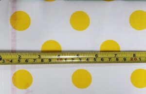 ad fabric, polycotton printed polka dots, jumbo dots, 60" wide, sold by yard (white/yellow)