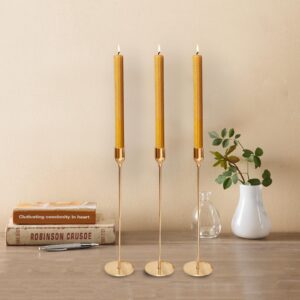 olorvela Beeswax Candles Handmade Taper Candles 6Pack 8" Hand-Rolled Candlesticks Made of 100% Pure Beeswax, Natural Scent Beeswax Tapers(Raw)