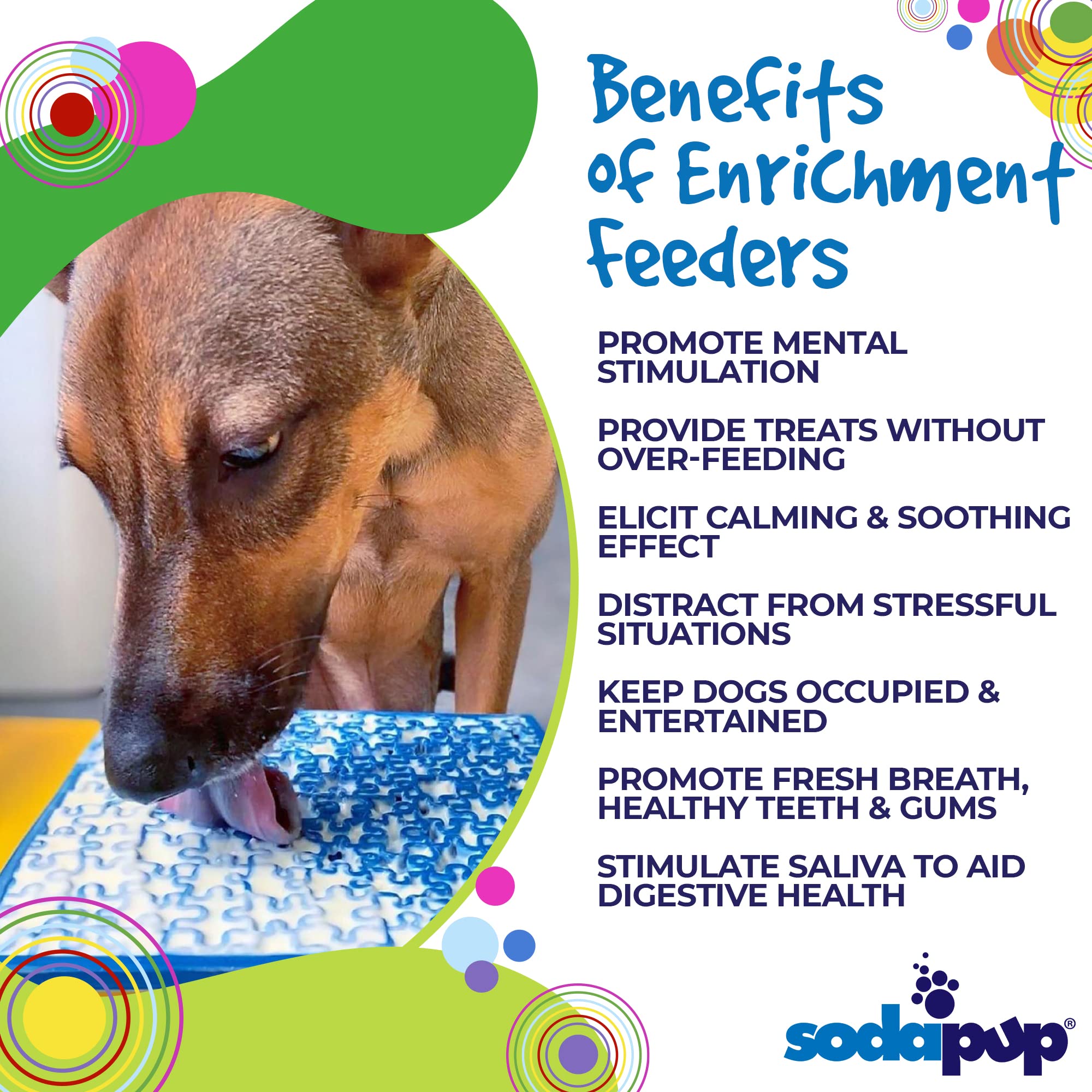 SodaPup Jigsaw eMat – Durable Lick Mat Feeder Made in USA from Non-Toxic, Pet-Safe, Food Safe Rubber for Mental Stimulation, Avoiding Overfeeding, Fresh Breath, Digestive Health, Calming, & More