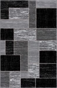 l'baiet verena geometric area rug black grey 8' x 10' large area rugs carpet for living room, bedroom, dining table, office, hallway, foyer | neutral colorful modern abstract home decor