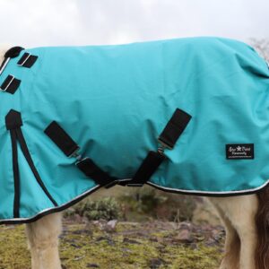 Star Point Horsemanship Mini-Pony Horse Ripstop Waterproof Windproof Blanket Hooded Lightweight Turnout Rain Sheet Breathable Lining 1200 Denier Material 100 Gram Fill (Raspberry, 52-54")