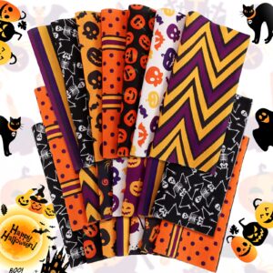 20 Pieces 10 x 10 Inch Halloween Fabric Quilting Bat Pumpkin Skull Print Patchwork Squares Craft Bundle Mixed Pattern Fabric Halloween Theme Decorative Fabric for DIY Halloween Decor (Stylish Style)