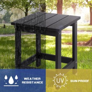 LZRS Adirondack Square Outdoor Side Table, Pool Composite Patio Table,HDPE End Tables for Backyard,Pool, Indoor Companion, Easy Maintenance & Weather Resistant(Black)