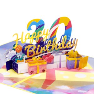 ribbli 30th birthday card, happy 30 pop up birthday card, 3d birthday cards for men women her him friend son daughter, with envelope