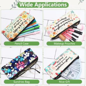 4 Pieces Inspirational Bible Verse Pencil Pouch Christian Pencil Case Scripture Makeup Bags Canvas Cosmetic Bags for Students Office Journaling Supplies (Bible Verse Pattern,7.8 x 3.8 Inch)