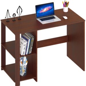 SHW Home Office Computer Desk with Shelves, Cherry