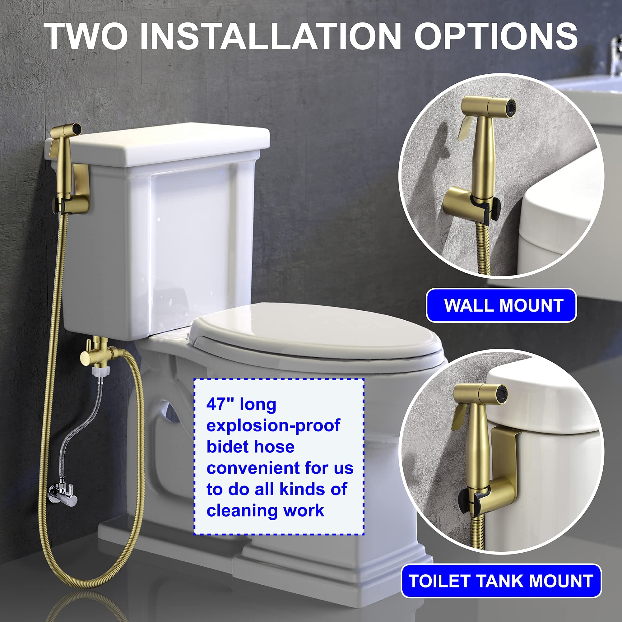 SHAMANDA Brass Rainfall Shower System with Handheld Bidet Sprayer for Toilet,Brushed Gold