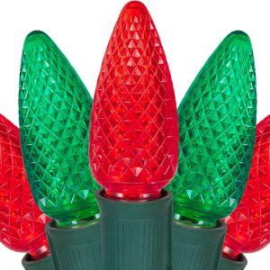 Replacement C9 LED Light Bulbs Shatterproof C9 Led Light Bulbs 1W Mini Bulb Intermediate E17 Base Decor Red Green Orange Light Bulb, String Lights Candle Indoor Outdoor (Red+Green, 25 Pack)