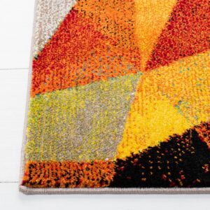 SAFAVIEH Porcello Collection 6'7" Square Orange/Red PRL6940P Modern Abstract Non-Shedding Living Room Dining Bedroom Area Rug