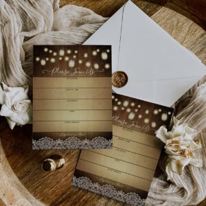 Your Main Event Prints 50 Rustic Wedding Invitations, Perfect For Bridal or Baby Shower, Rehearsal Dinner, Birthday Party, and Anniversary Parties